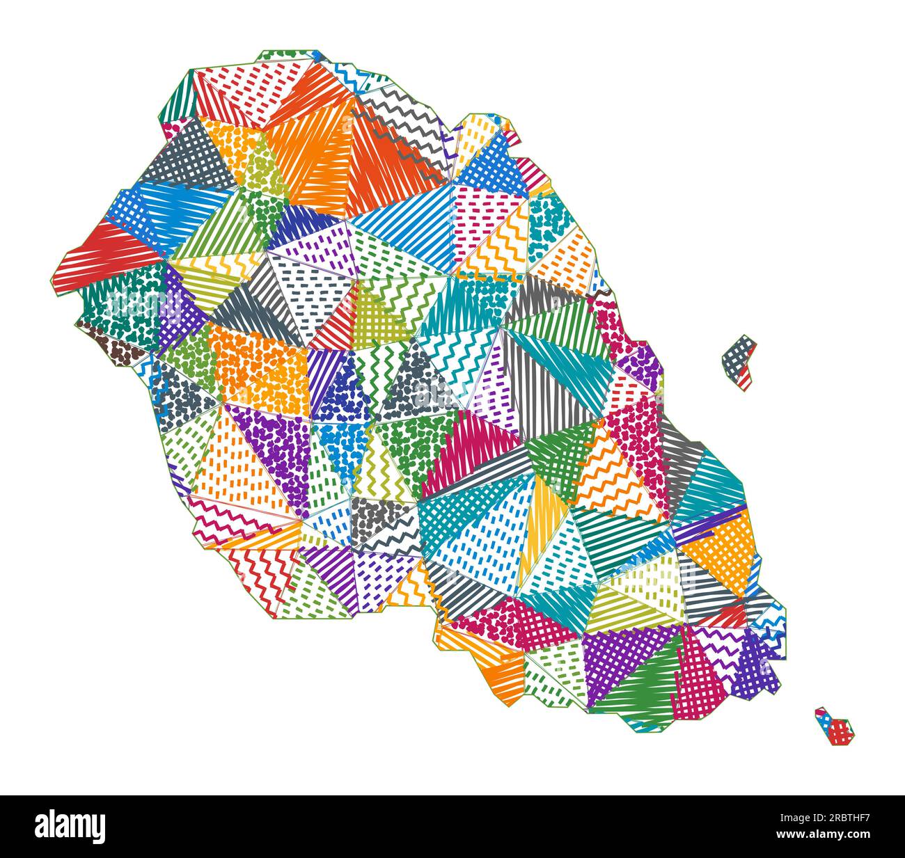 Kid style map of Graciosa. Hand drawn polygons in the shape of Graciosa ...