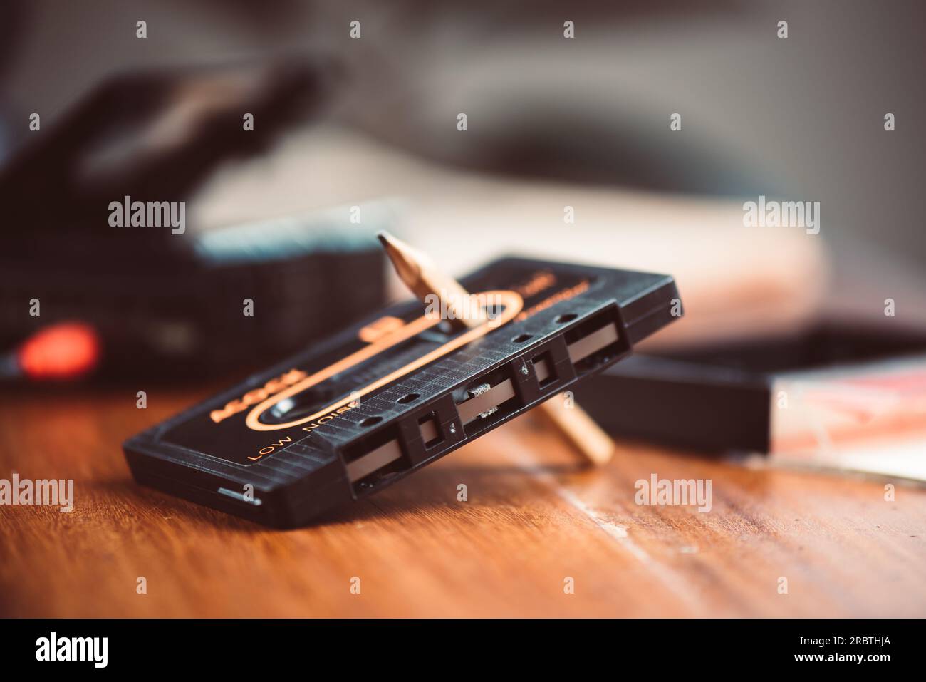 The vintage audio cassette tape, analog magnetic tape format for audio ...