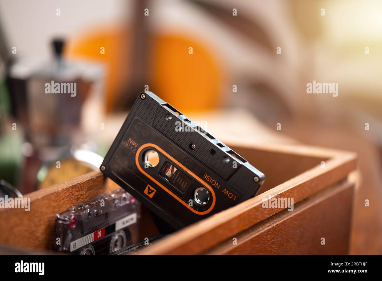 The vintage audio cassette tape, analog magnetic tape format for audio ...