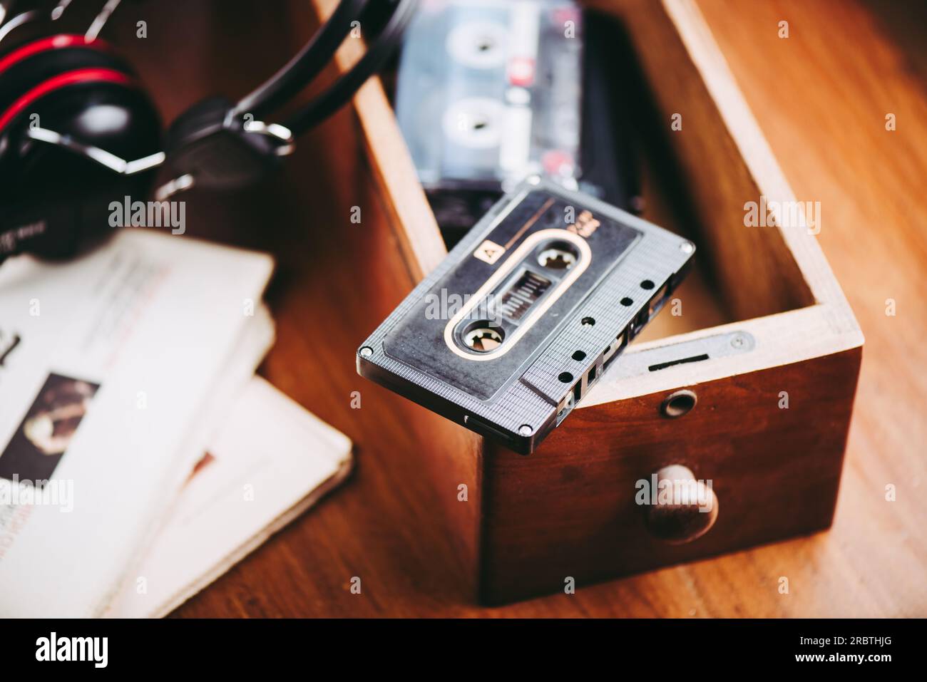 The vintage audio cassette tape, analog magnetic tape format for audio ...