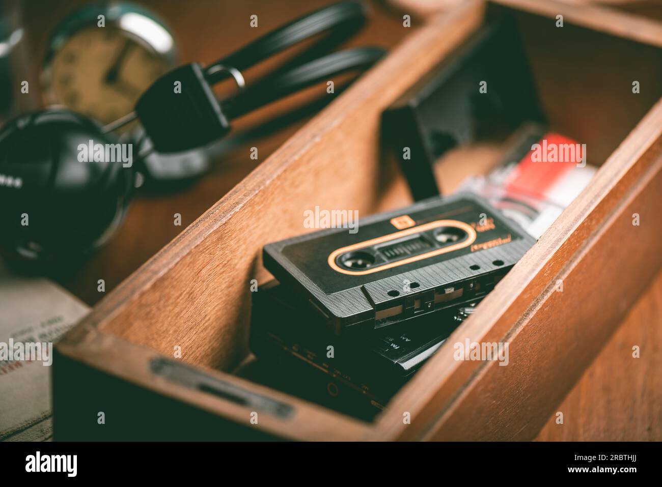 The vintage audio cassette tape, analog magnetic tape format for audio ...