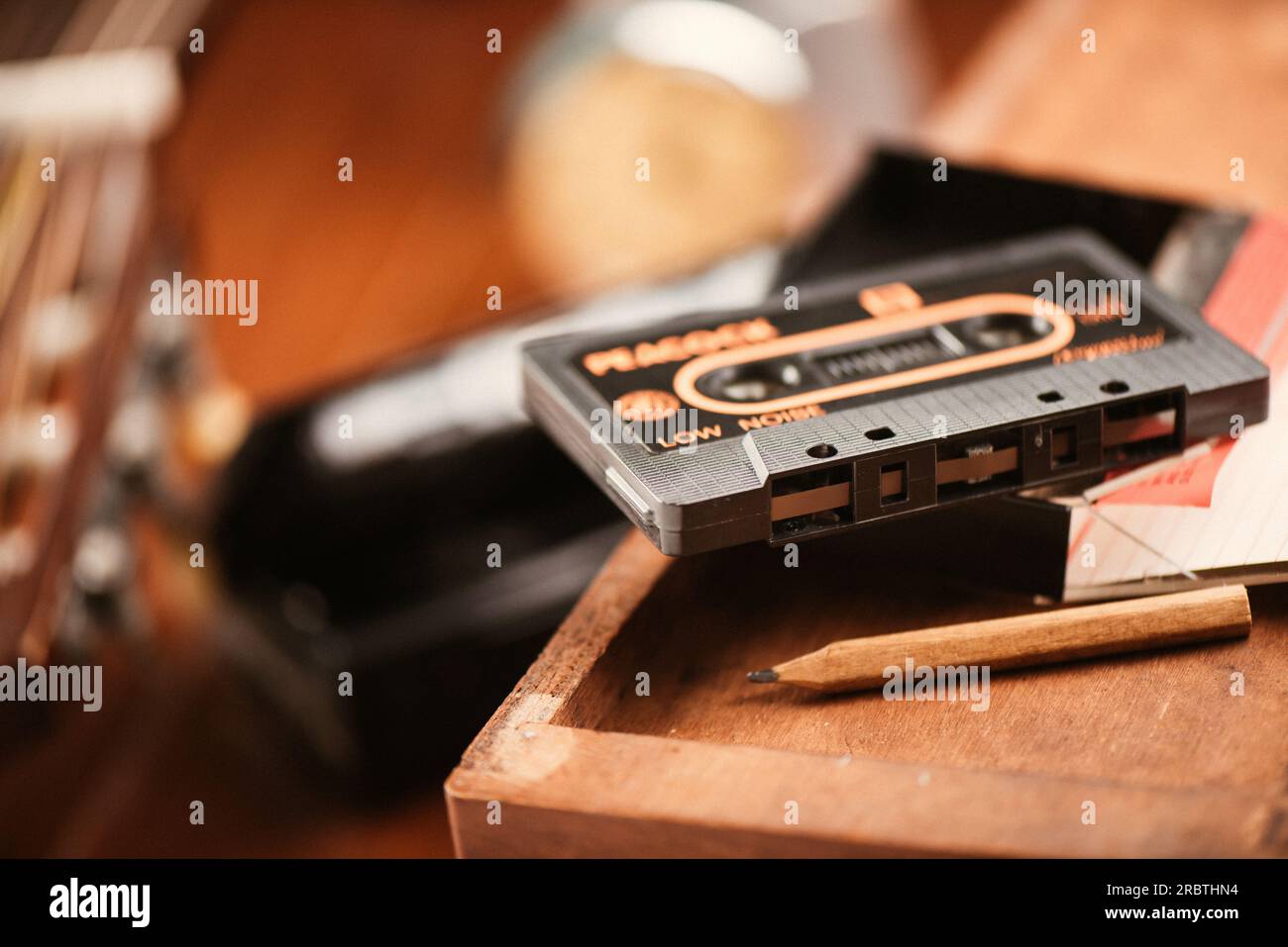 The vintage audio cassette tape, analog magnetic tape format for audio ...