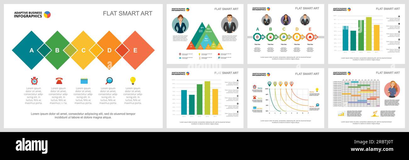 Colorful project or marketing concept infographic charts set Stock ...