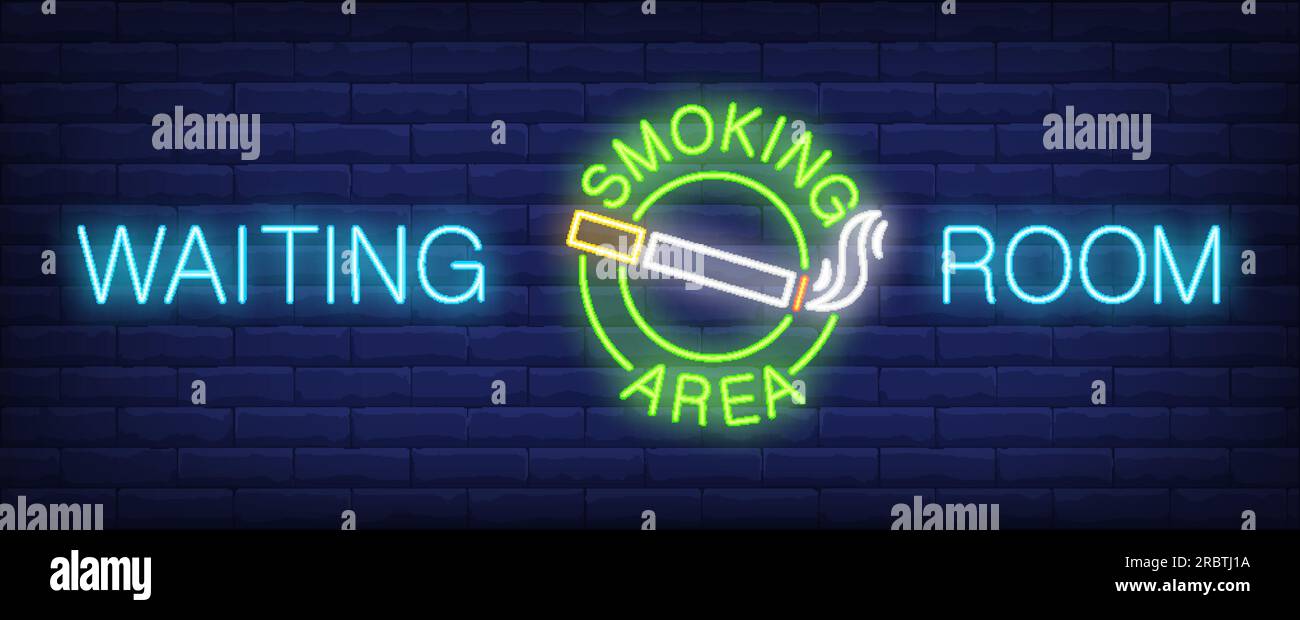 Waiting room, smoking area neon sign Stock Vector Image & Art - Alamy