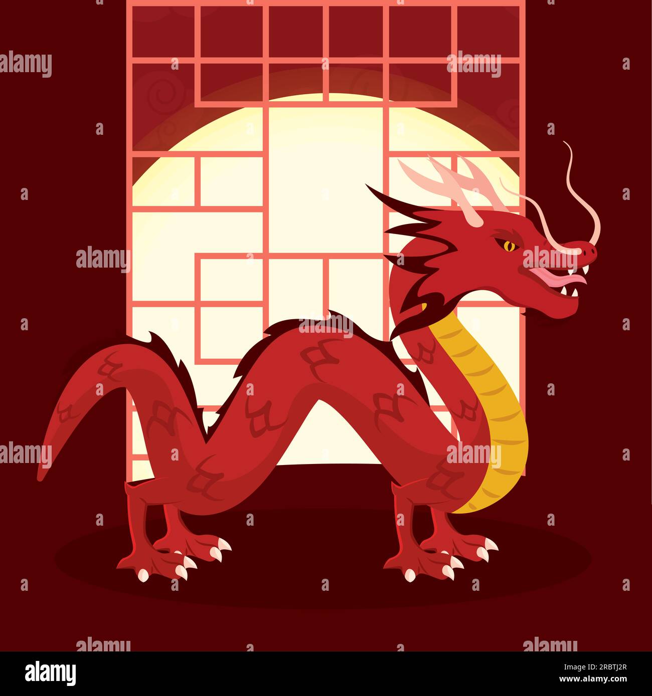 Isolated cute chinese dragon character on asian template Vector Stock ...