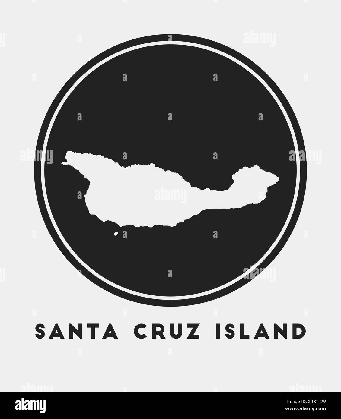 Santa Cruz Island icon. Round logo with map and title. Stylish Santa ...