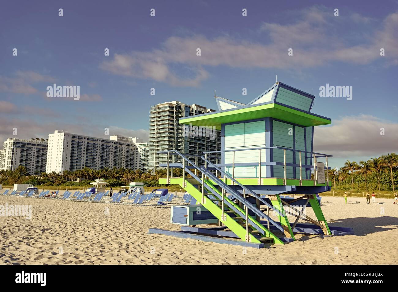 blue lifeguard at miami beach vacation. photo of lifeguard at miami ...