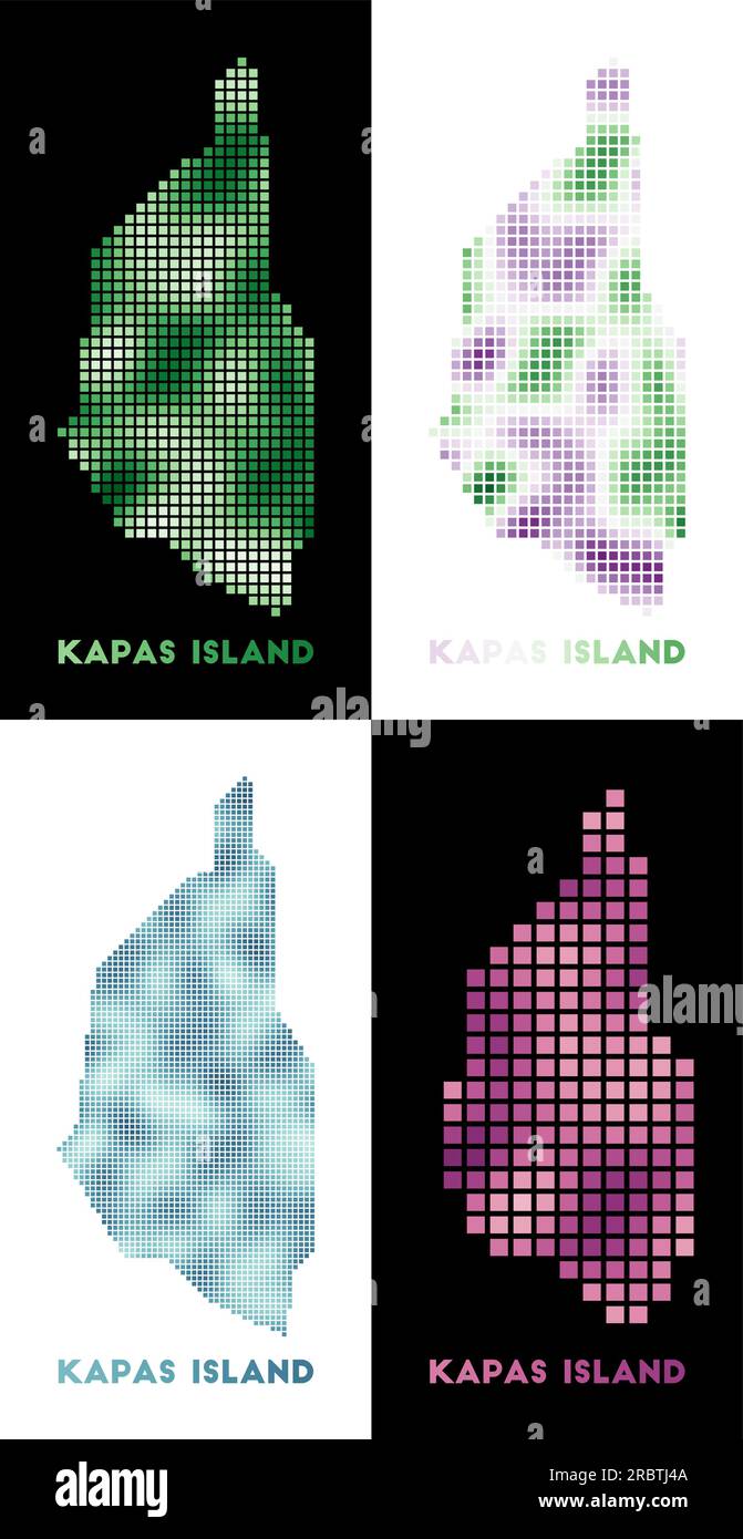Kapas Island map. Collection of maps of Kapas Island in dotted style ...