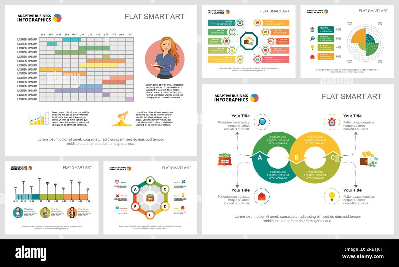 Colorful statistics or planning concept infographic charts set Stock ...