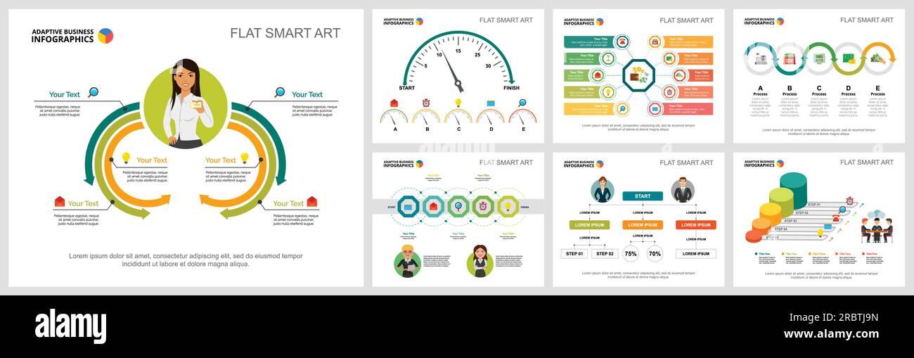 Colorful workflow or teamwork concept infographic charts set Stock ...