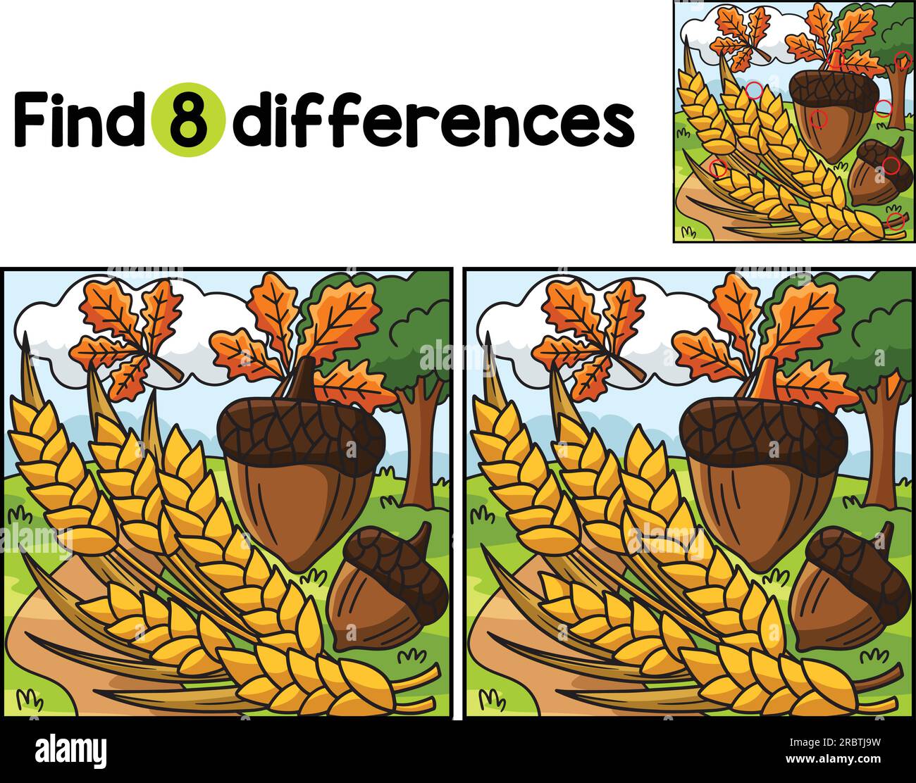 Thanksgiving Wheat and Acorn Find The Differences Stock Vector Image ...
