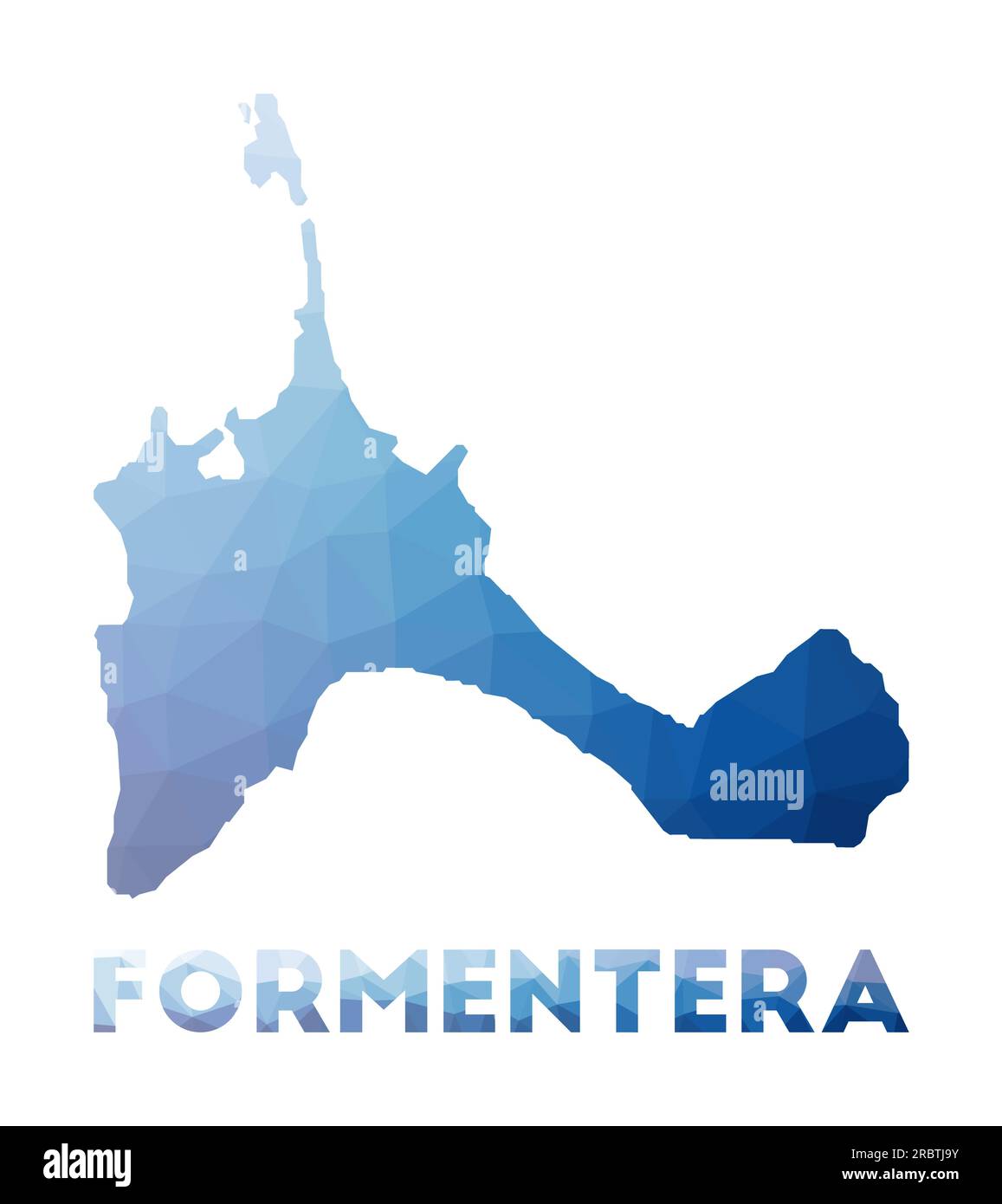 Low poly map of Formentera. Geometric illustration of the island ...
