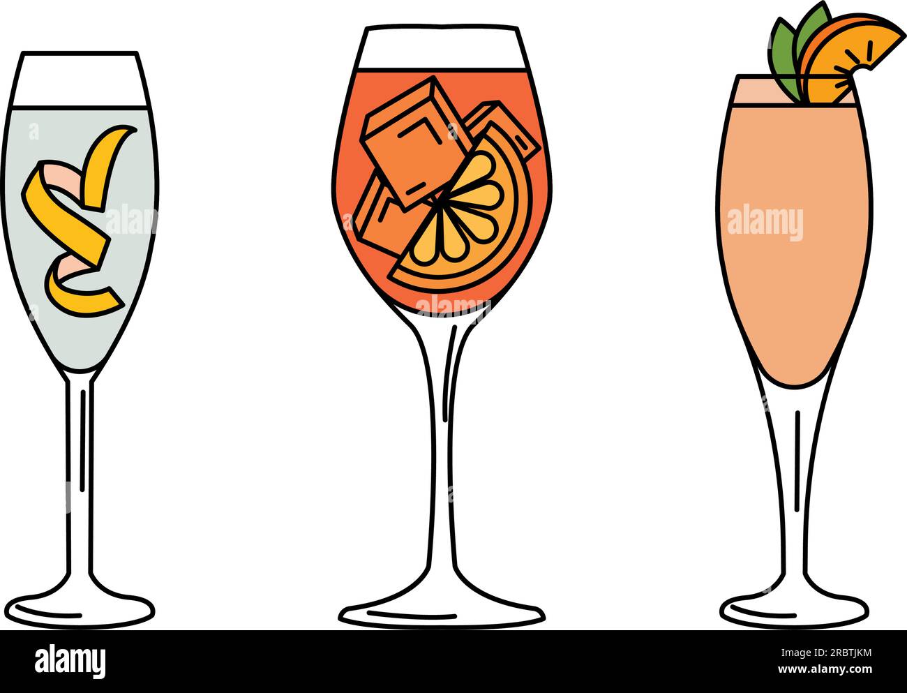 Set of colored tropical cocktail sketch icons Vector Stock Vector Image ...