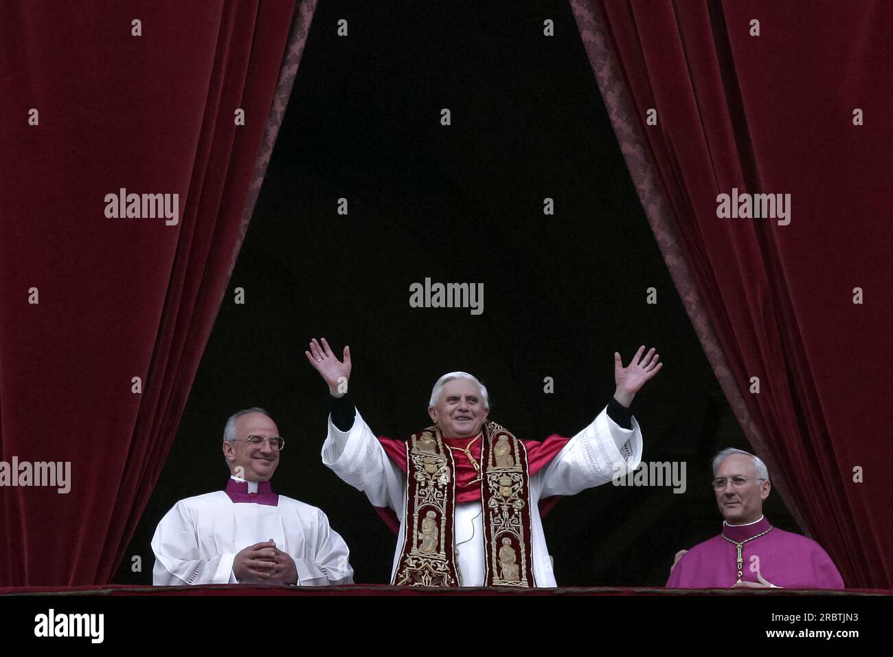 Vatican, 19 April 2005. Saint Peter's Square. Cardinal Joseph Ratzinger ...