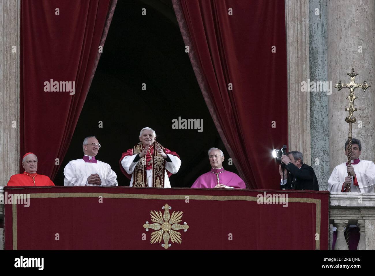 Vatican, 19 April 2005. Saint Peter's Square. Cardinal Joseph Ratzinger ...