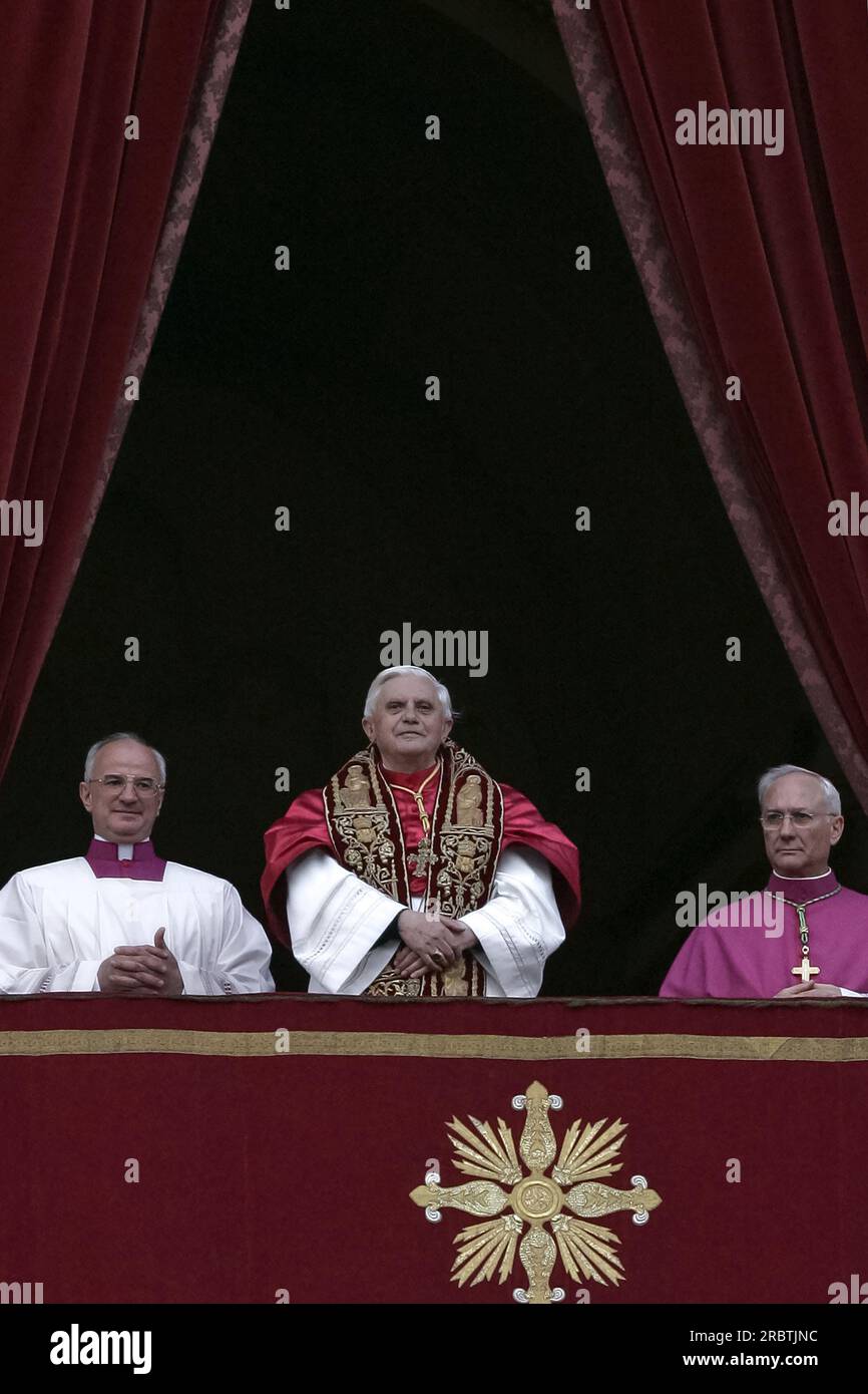 Vatican, 19 April 2005. Saint Peter's Square. Cardinal Joseph Ratzinger ...
