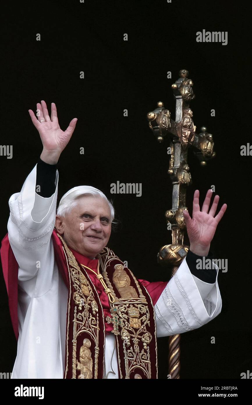 Vatican, 19 April 2005. Saint Peter's Square. Cardinal Joseph Ratzinger ...