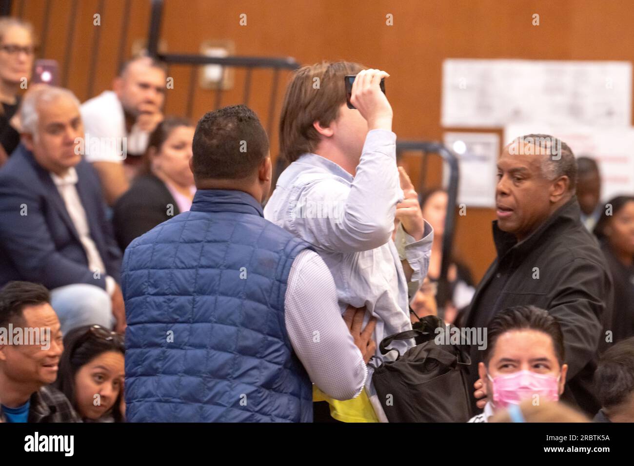 New York, USA. 26th May, 2023. An audience member confronts U.S ...
