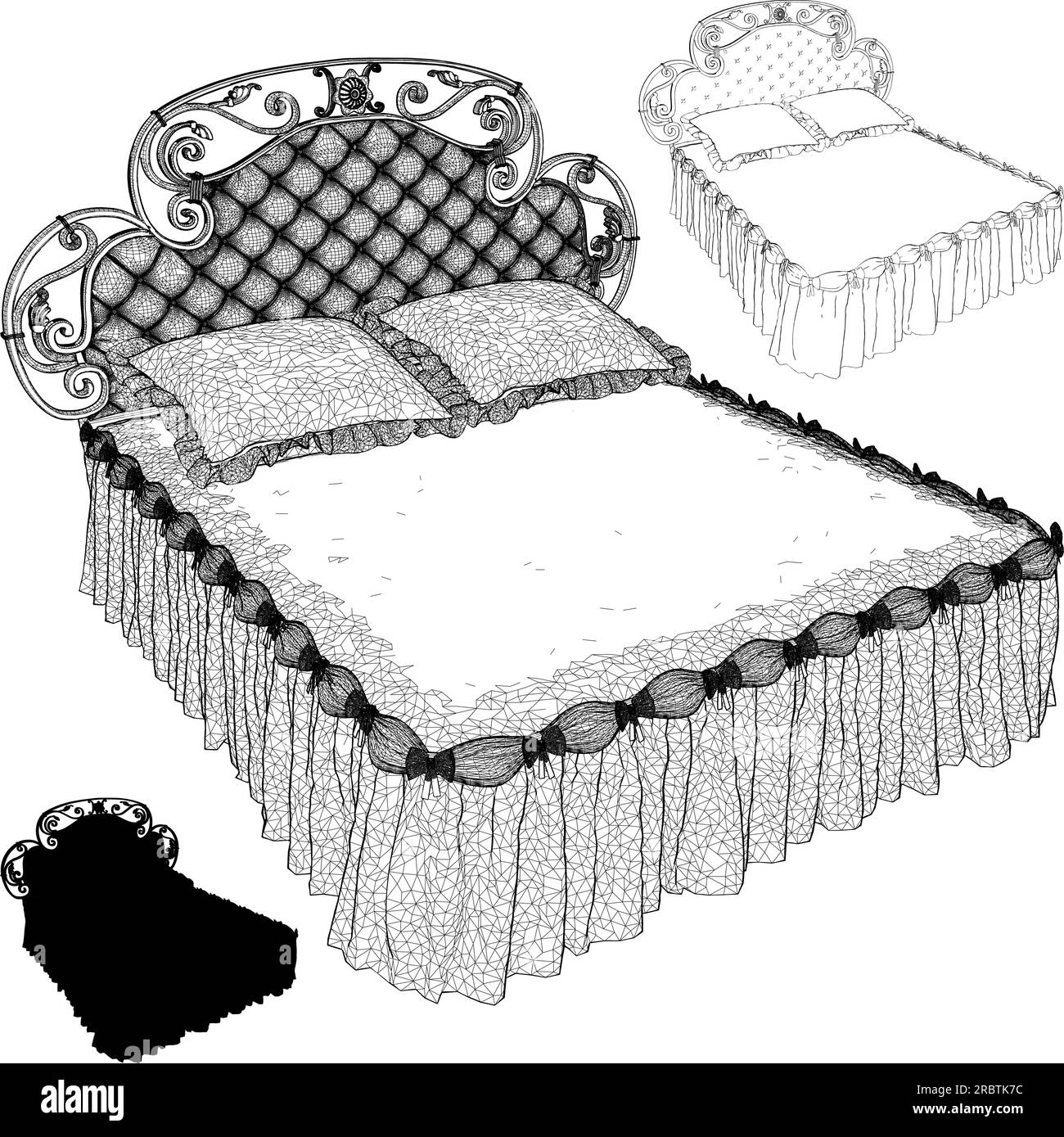 Bedroom Bed Vector. Illustration Isolated On White Background. A Vector ...