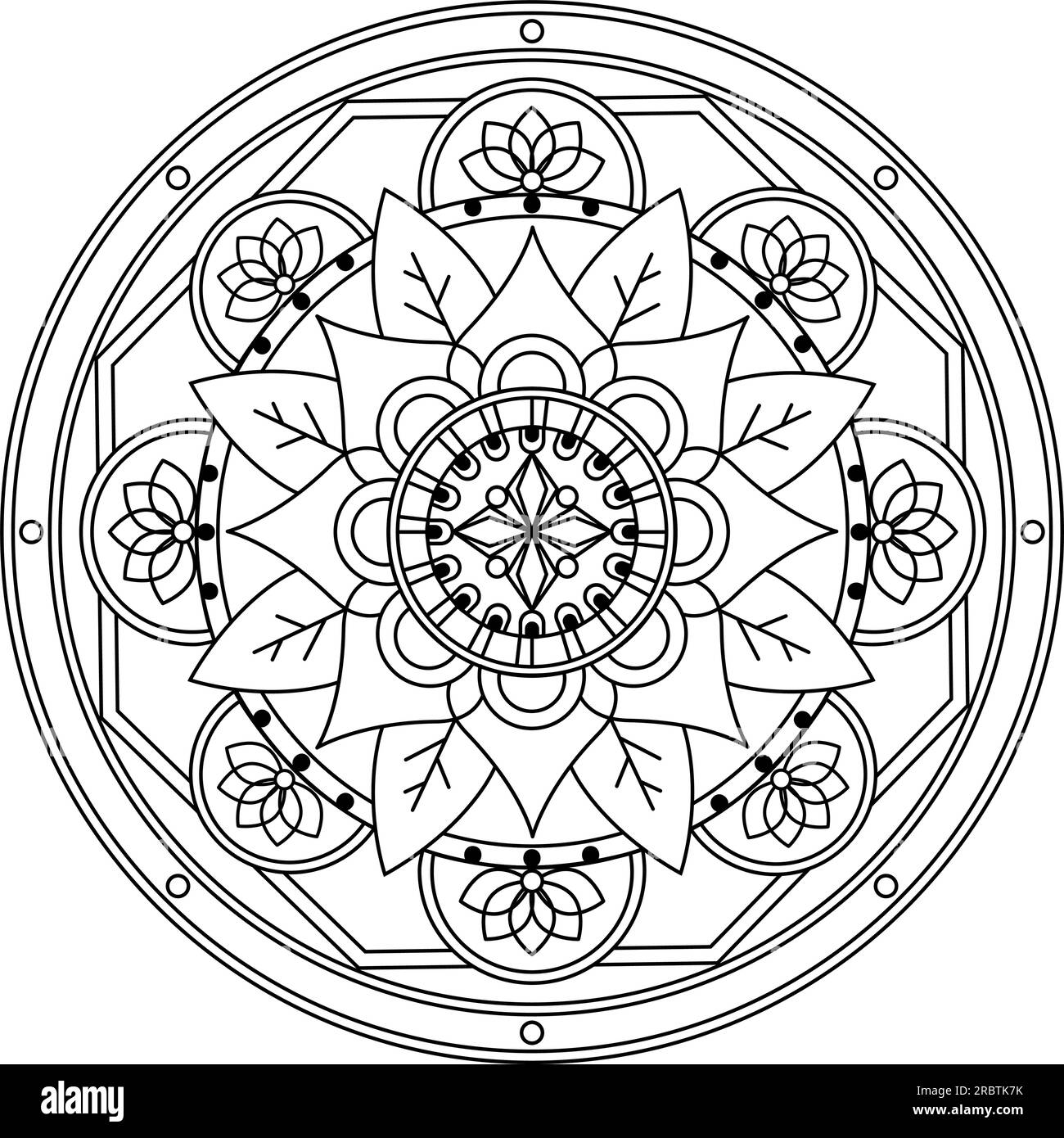 Isolated colorless mandala pattern drawing Vector Stock Vector Image ...