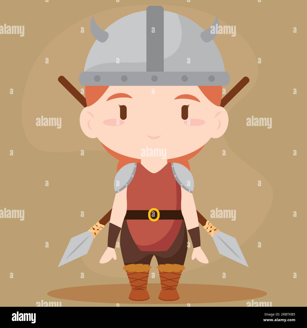 Isolated cute chibi female viking character Vector Stock Vector Image ...