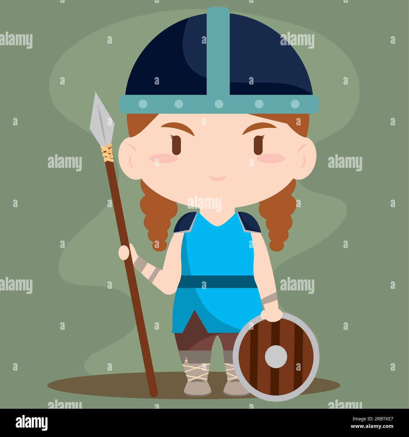 Isolated cute chibi female viking character Vector Stock Vector Image ...
