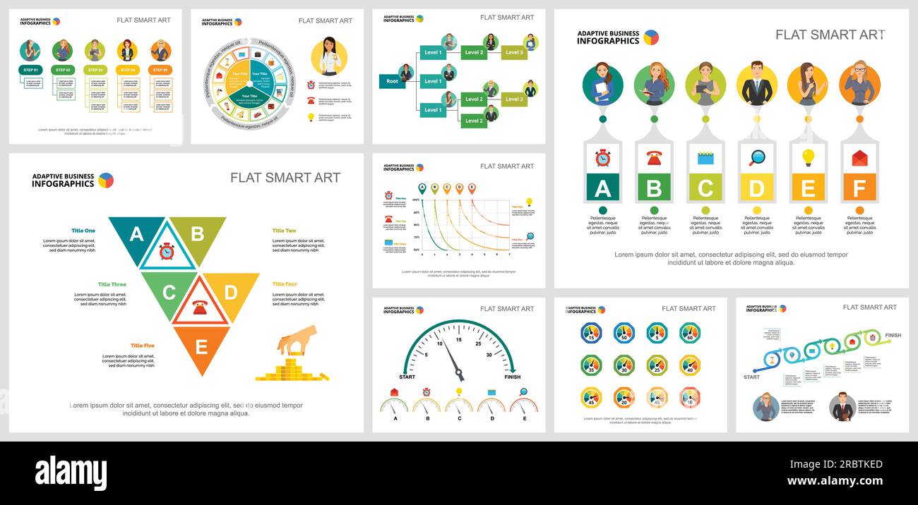 Colorful planning or startup concept infographic charts set Stock ...