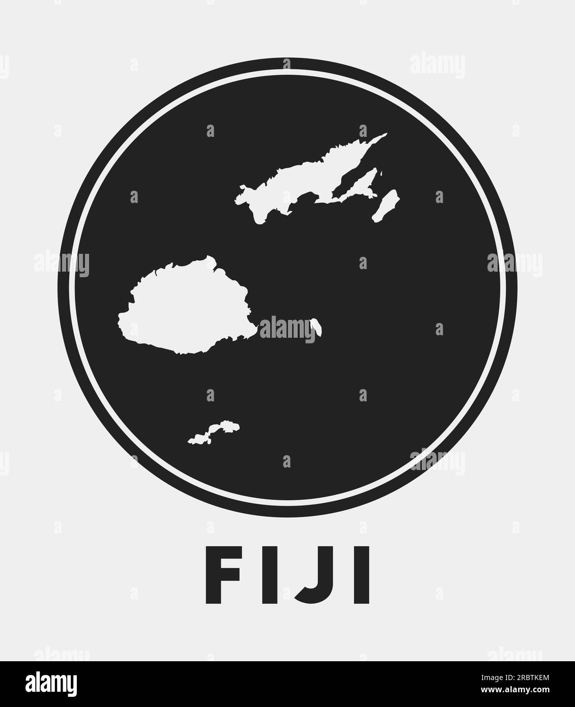 Fiji icon. Round logo with country map and title. Stylish Fiji badge ...