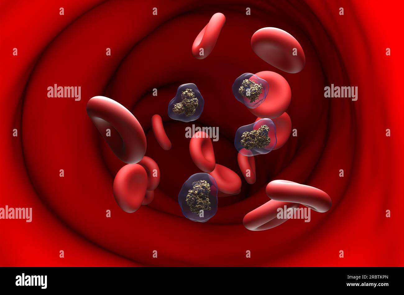 Nicotine molecules in the blood flow - section view 3d illustration ...