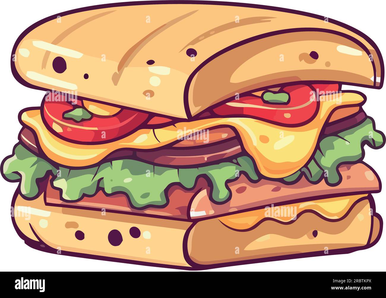 Grilled sandwich with cheese and tomato Stock Vector Image & Art - Alamy