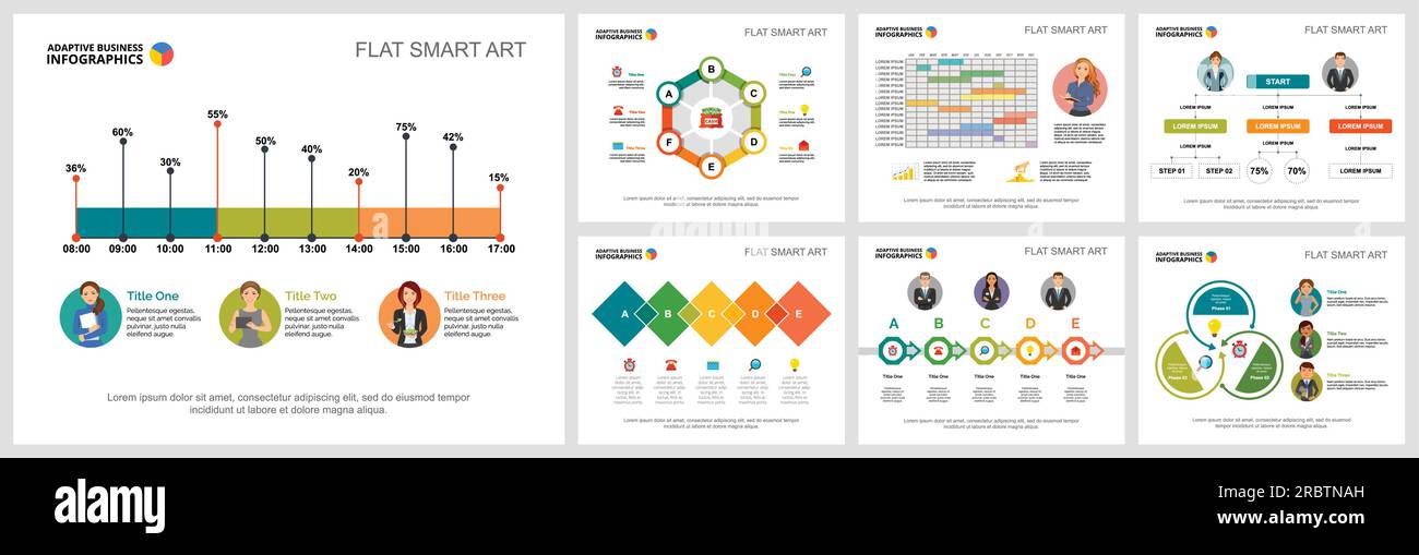 Colorful workflow or research concept infographic charts set Stock ...