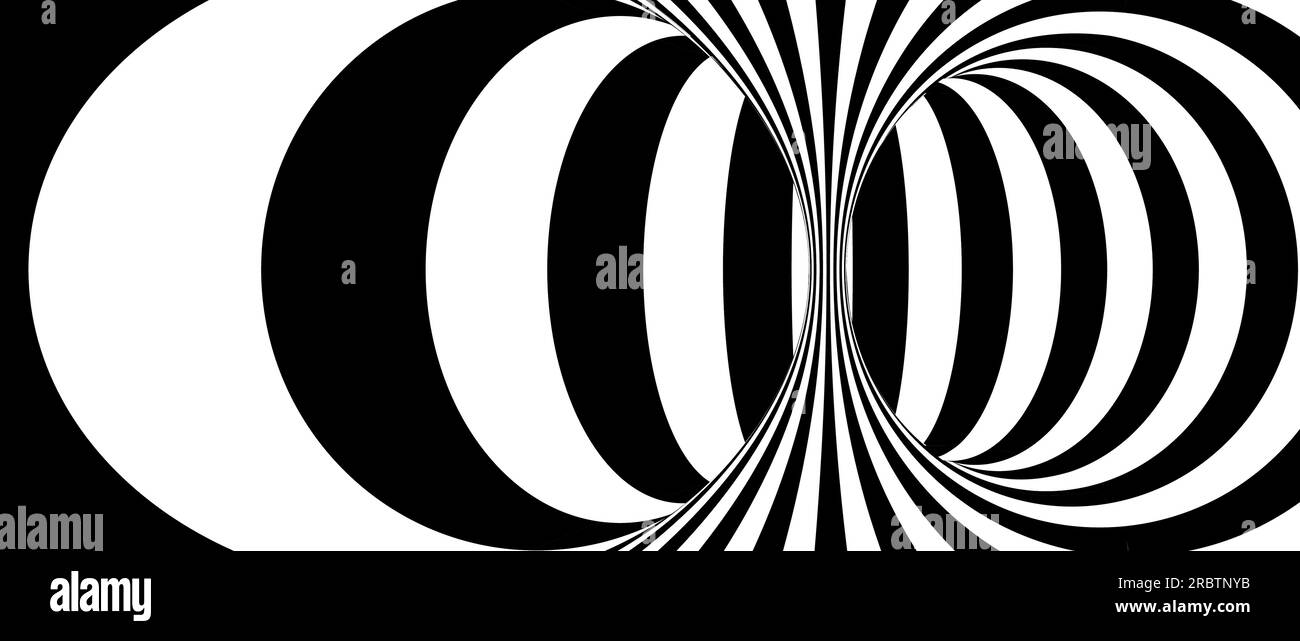 Abstract hypnotic distorted lines background. Black and white optical illusion tunnel wallpaper ...
