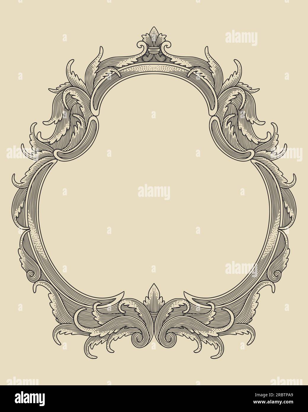 antique engraving frame monochrome style, Vector vintage illustation ...