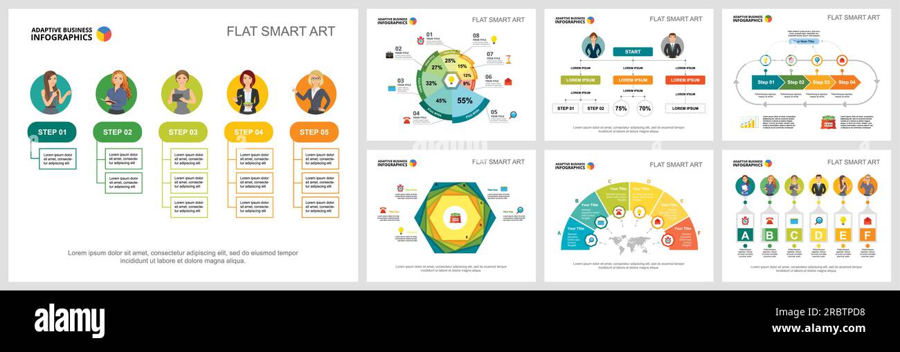 Colorful planning or strategy concept infographic charts set Stock ...