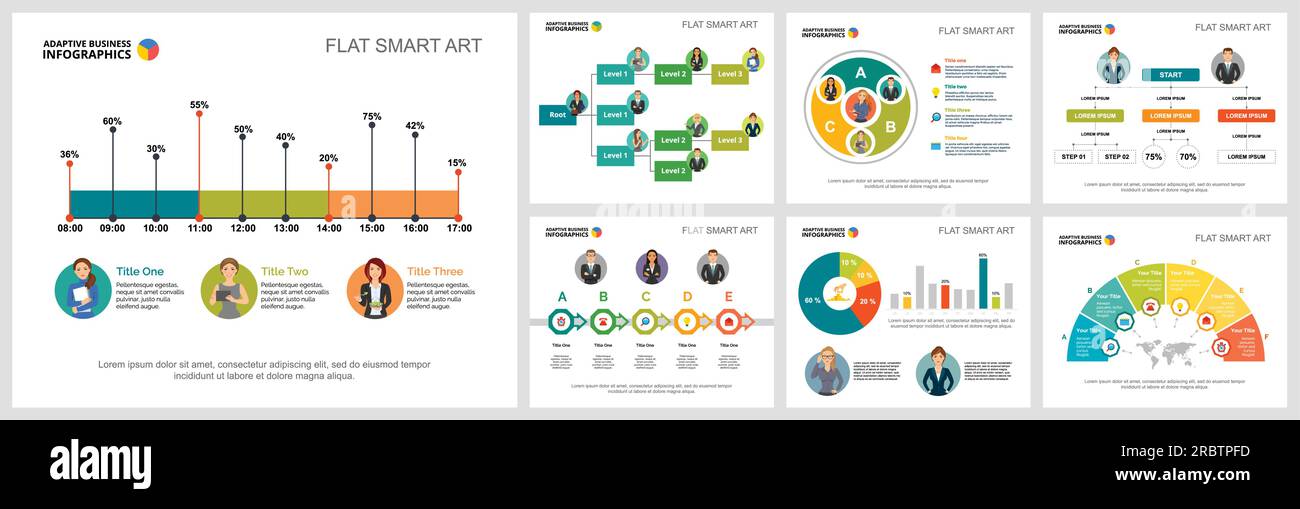 Colorful strategy or planning concept infographic charts set Stock ...