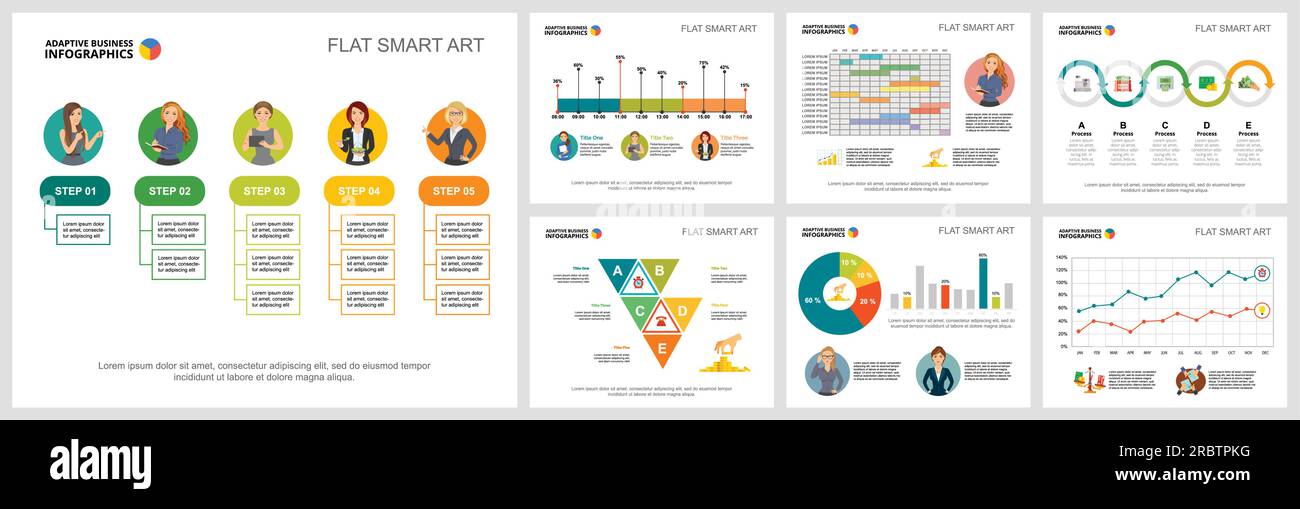 Colorful teamwork or planning concept infographic charts set Stock ...