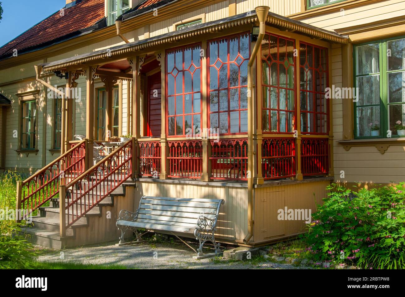 The glass veranda of Göthlinska huset, Nora, Sweden Stock Photo - Alamy
