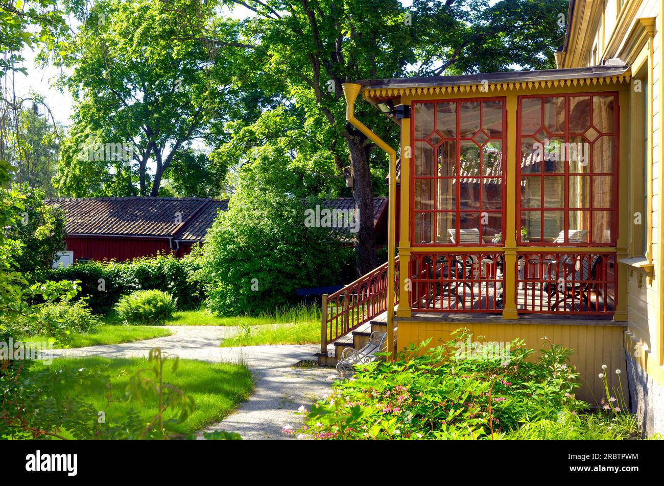 The glass veranda of Göthlinska huset, Nora, Sweden Stock Photo - Alamy