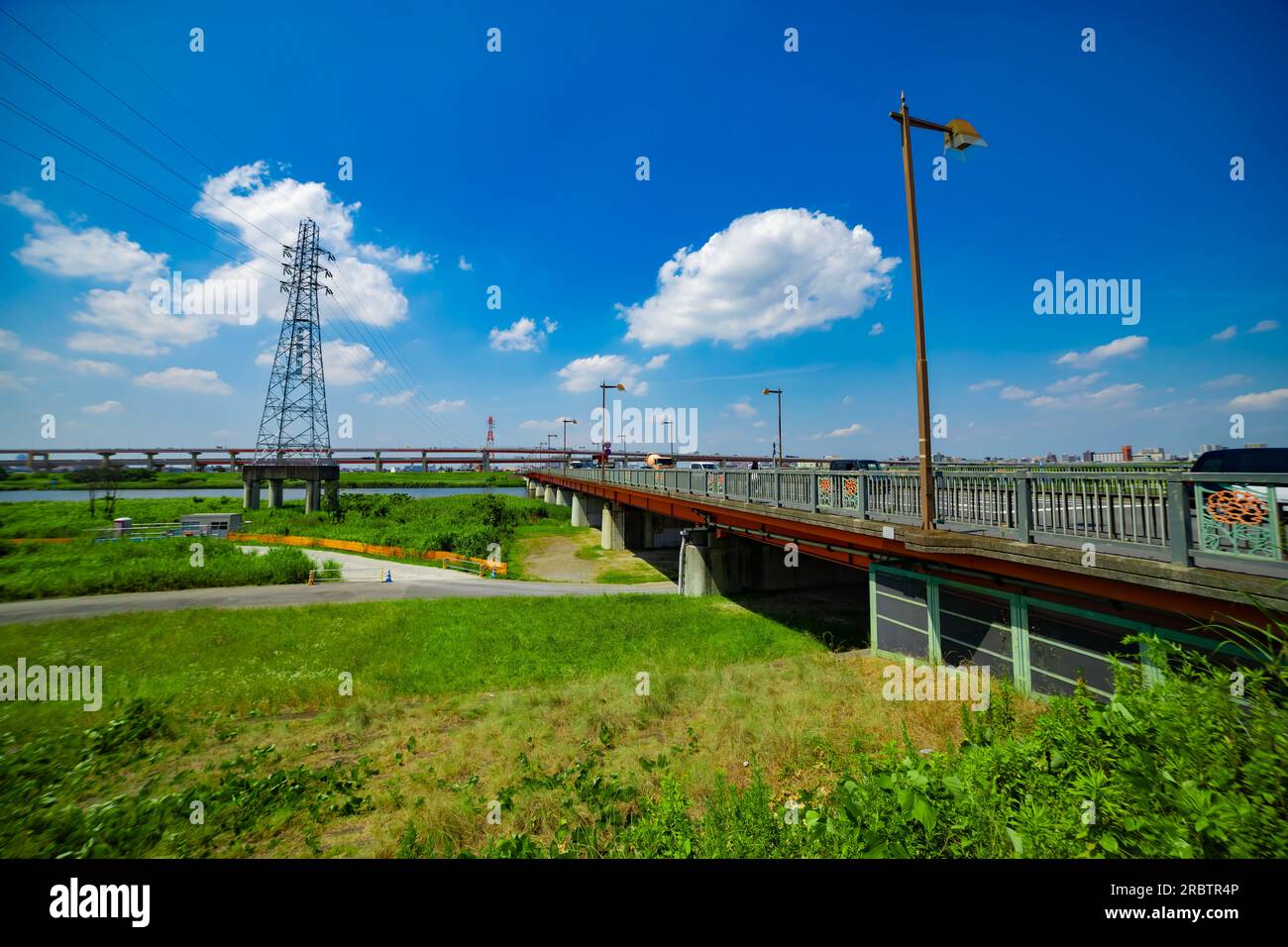 A traffic jam at the urban street near the river wide shot Stock Photo ...