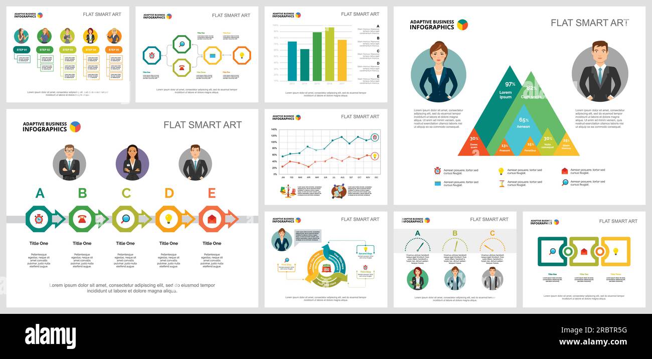Colorful diagrams set for presentation slide templates Stock Vector ...