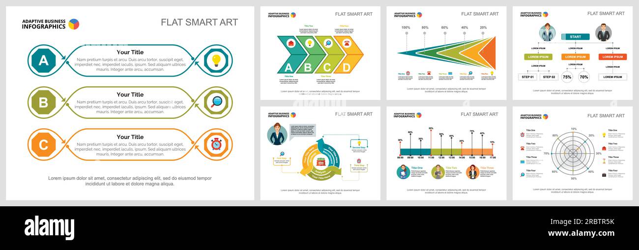 Colorful analytics or planning concept infographic charts set Stock ...