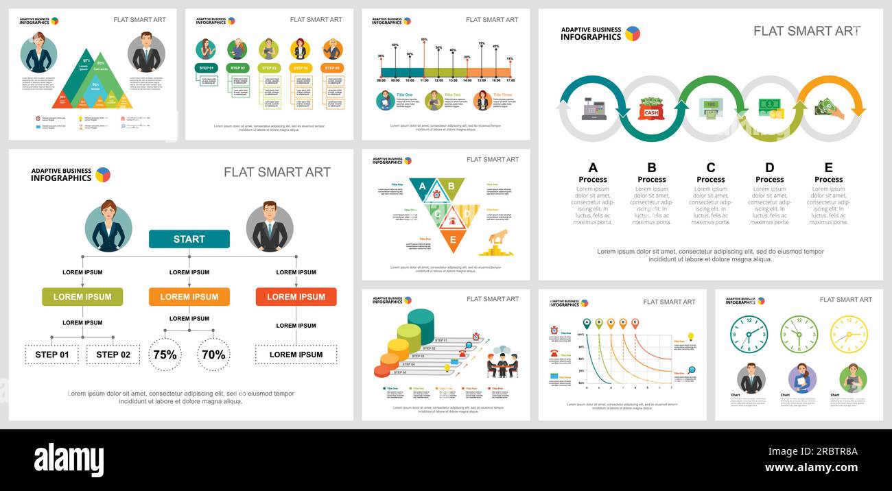 Colorful teamwork or planning concept infographic charts set Stock ...