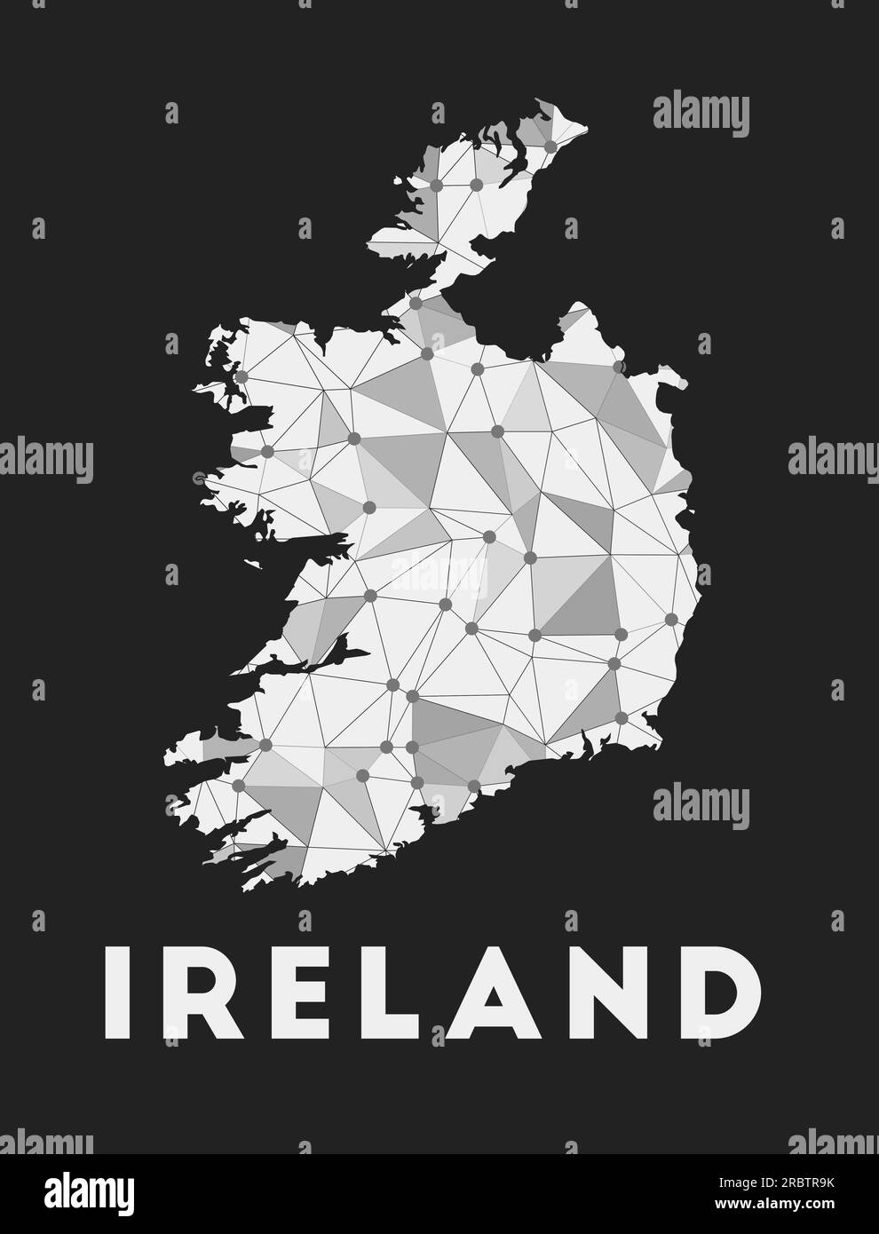 Ireland - communication network map of country. Ireland trendy ...