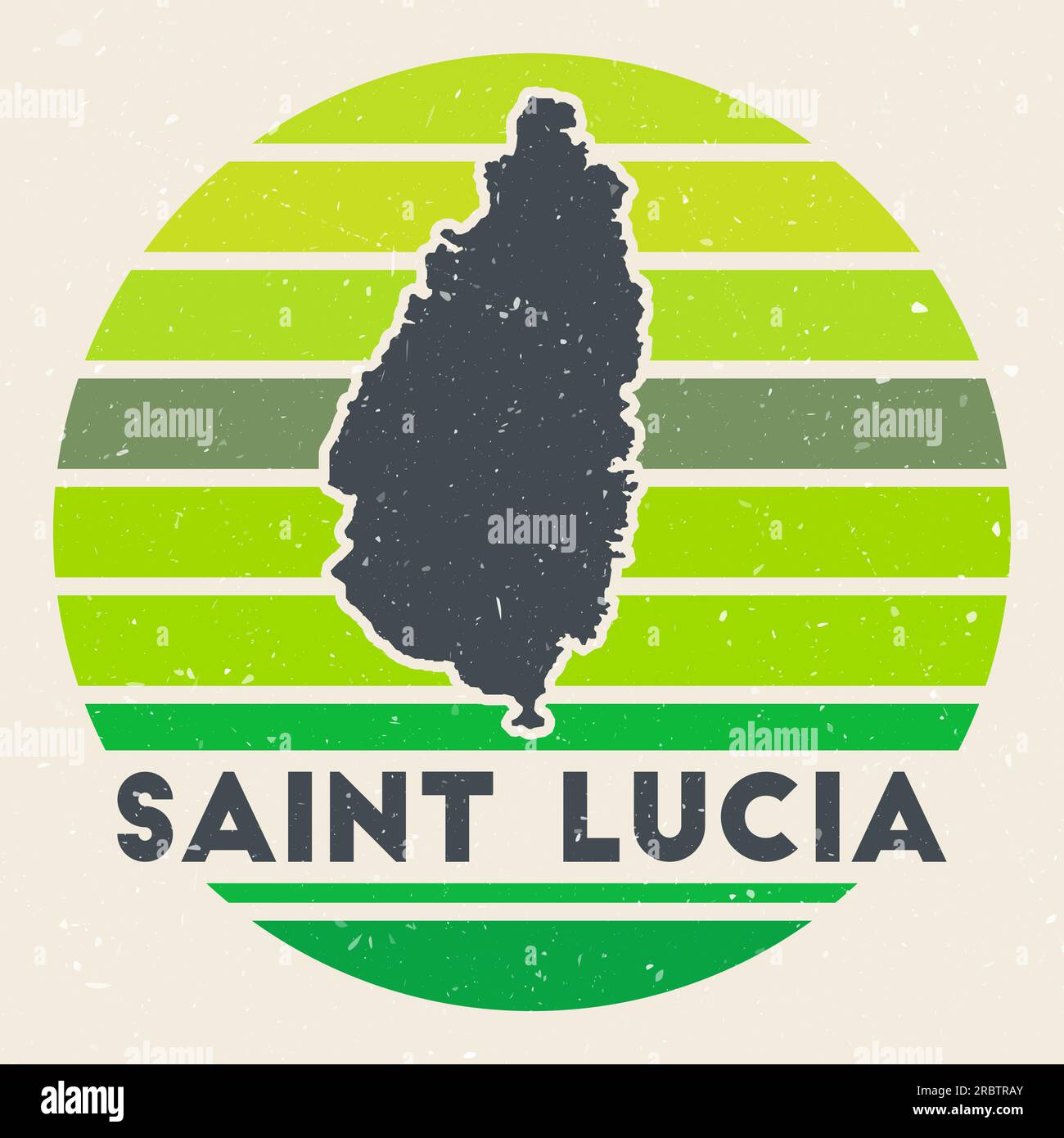 Saint Lucia logo. Sign with the map of the island and colored stripes ...