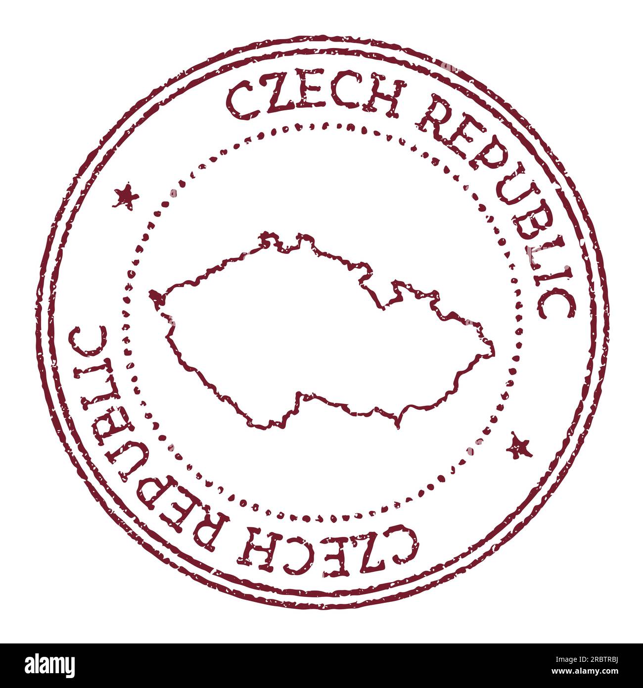 Czech Republic round rubber stamp with country map. Vintage red ...