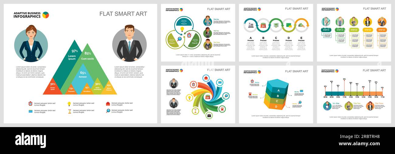 Colorful environment and business concept infographic charts set Stock ...