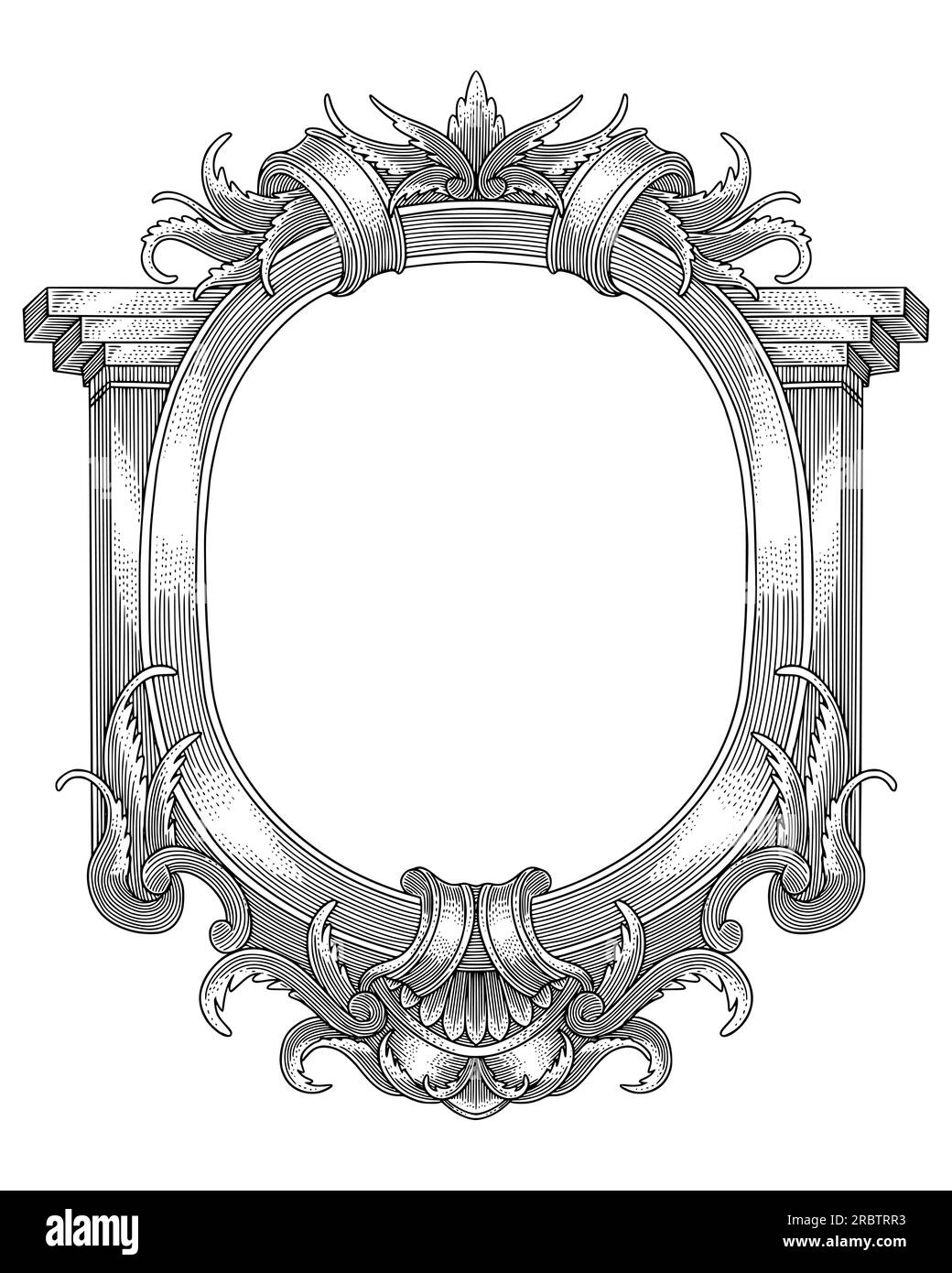 antique engraving frame monochrome style, Vector vintage illustation ...
