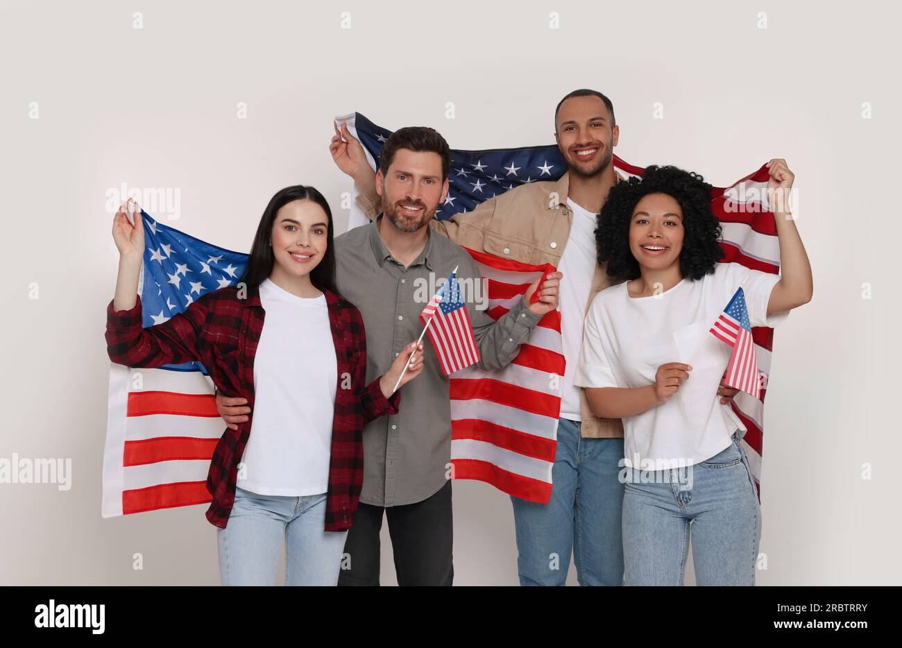 4th of July - Independence Day of USA. Happy friends with American ...