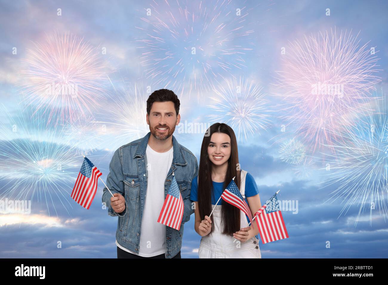 4th of July - Independence day of America. Happy father and his ...
