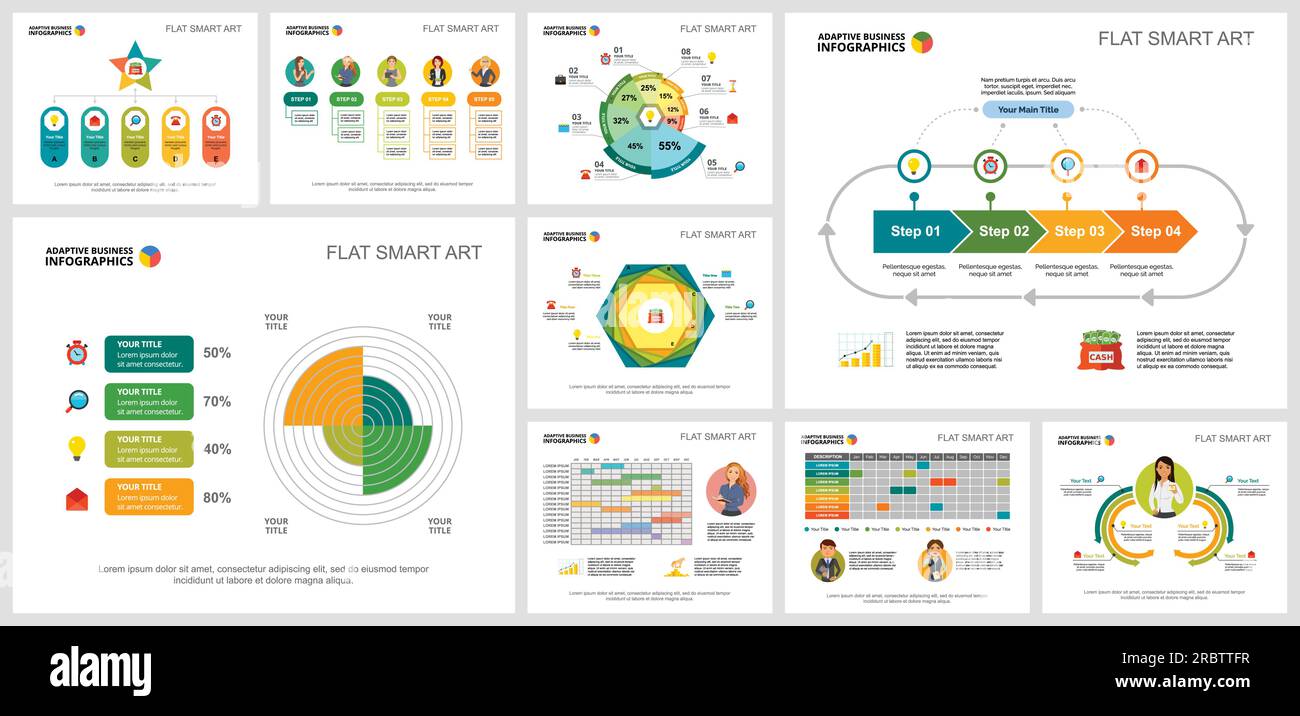 Colorful planning or strategy concept infographic charts set Stock ...
